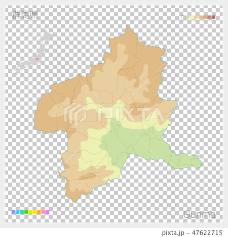 Map of Gunma prefecture (contour line · color... - Stock Illustration ...