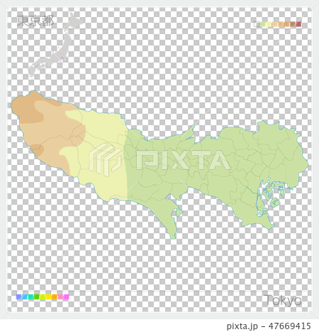 Map of Tokyo (contour line · color coding) - Stock Illustration ...