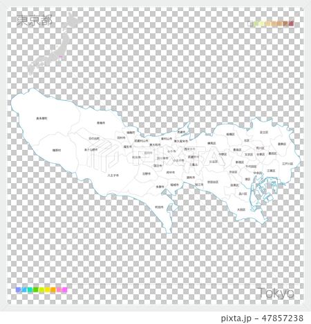 Map of Tokyo (municipalities and division) - Stock Illustration ...