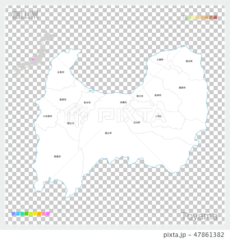 Map of Toyama prefecture (city, town, village) - Stock Illustration ...