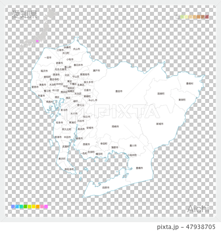 A map of Aichi Prefecture (municipalities and... - Stock Illustration ...