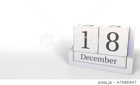 December 18 date on retro blocks calendar, 3D...のイラスト素材 [47986947] - PIXTA