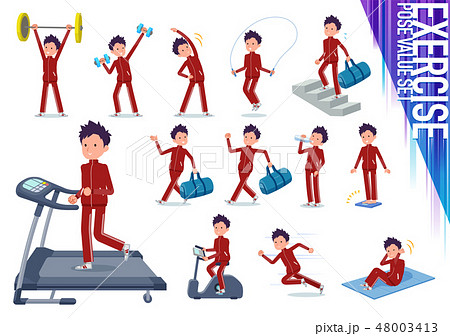 flat type school boy red jersey_exerciseのイラスト素材 [48003413] - PIXTA