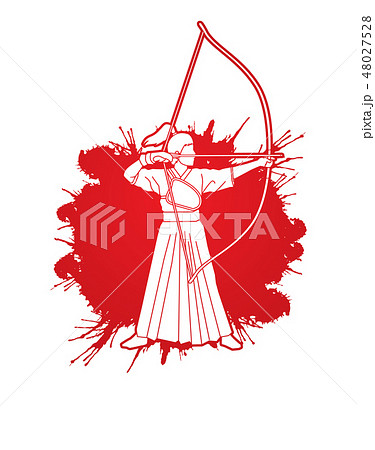 Woman bowing Kyudo graphic vector.のイラスト素材 [48027528] - PIXTA