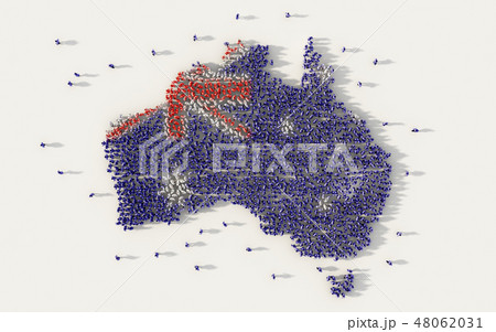 Large group of people forming Australia map and...のイラスト素材 [48062031 ...
