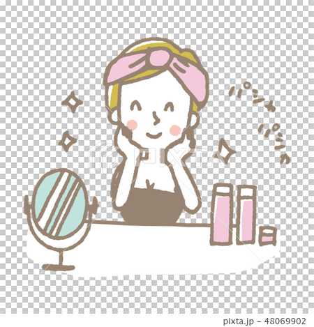 Woman applying lotion [Line drawing/Series] - Stock Illustration ...