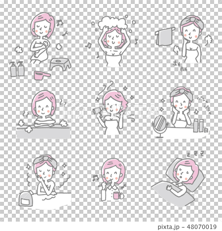 Everyday life set [Line drawing/Series] - Stock Illustration [48070019 ...