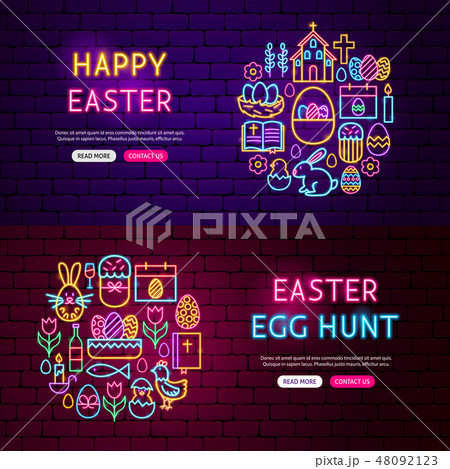 Happy Easter Website Bannersのイラスト素材 [48092123] - PIXTA