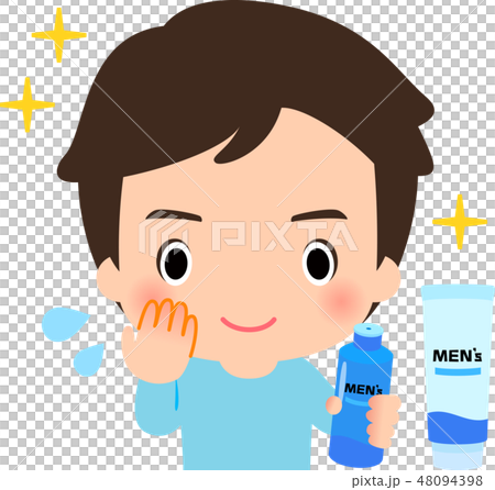 A man who applies lotion on his face - Stock Illustration [48094398 ...