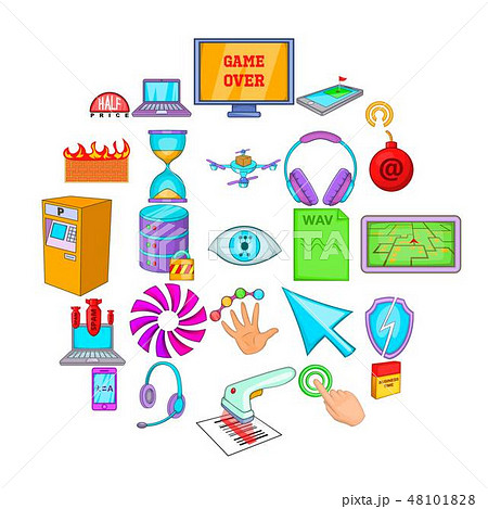 Computer literacy icons set, cartoon styleのイラスト素材 [48101828] - PIXTA