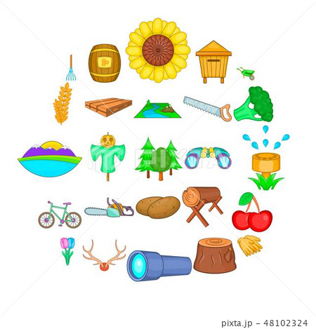 Country life icons set, cartoon styleのイラスト素材 [48102324] - PIXTA