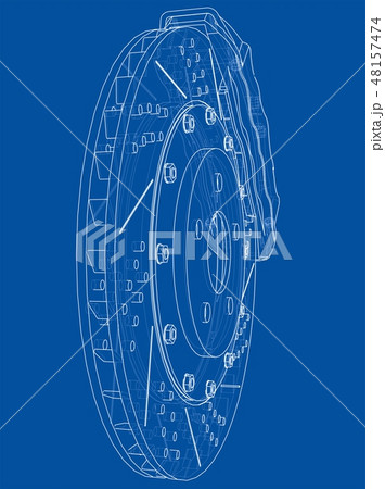 Brake disc outline. Vector rendering of 3dのイラスト素材 [48157474] - PIXTA