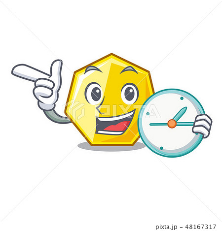 With clock heptagon isolated with in the mascotのイラスト素材 [48167317] - PIXTA