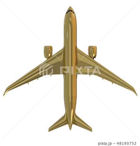 Golden jet airplane isolated. 3d renderのイラスト素材 [48193752] - PIXTA