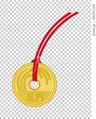 Budget made a red thread on a five-yen coin - Stock Illustration ...