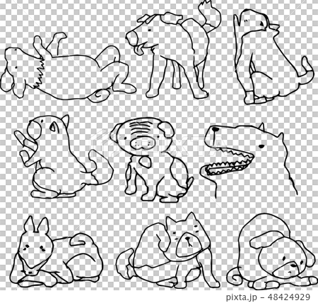 Dog breeds cute little hand-drawn rough sketch - Stock Illustration ...