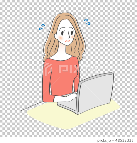 Personal computer female impatience illustration - Stock Illustration ...