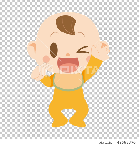 Baby winking with lifting his hands - Stock Illustration [48563376] - PIXTA