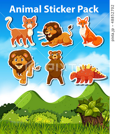 Set of animal stickerのイラスト素材 [48852702] - PIXTA