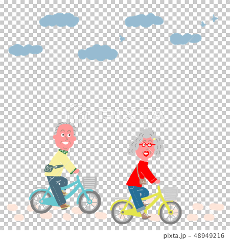 Grandma and Grandpa Riding a Bicycle - Stock Illustration [48949216 ...