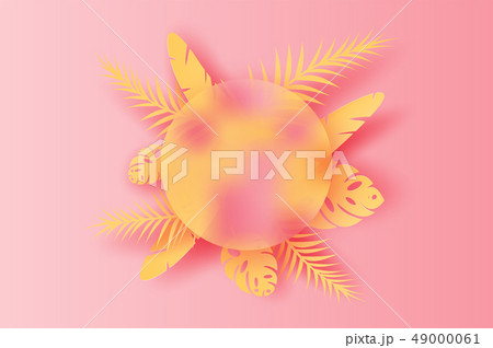 Paper art of illustration Summer Tropical leafのイラスト素材 [49000061] - PIXTA