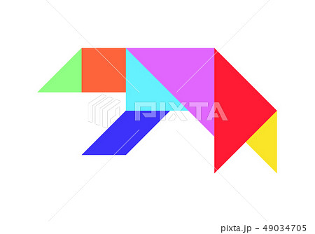 Color tangram puzzle in bear shapeのイラスト素材 [49034705] - PIXTA