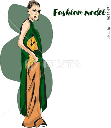 Fast fashion sketch of beautiful young modelのイラスト素材 [49055474] - PIXTA