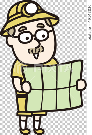 Explorer looking at map - Stock Illustration [49148836] - PIXTA
