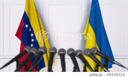 Flags of Venezuela and Ukraine at international...のイラスト素材 [49326224 ...