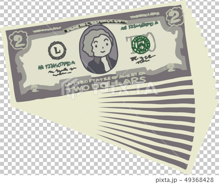 Two dollar banknote usd usa $ hand drawn cute - Stock Illustration ...