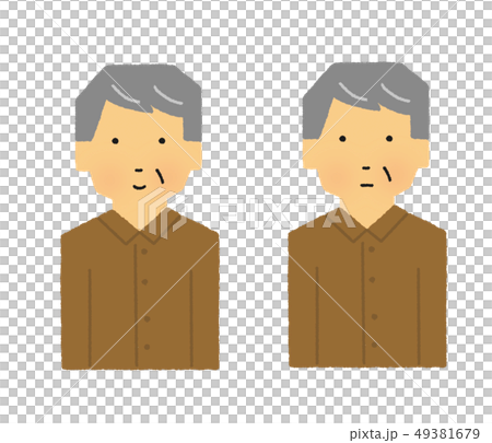 Grandpa, smile, true face, set, laugh, elderly,... - Stock Illustration ...