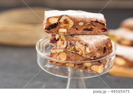Traditional italian festive chocolate torrone...の写真素材 [49505475] - PIXTA
