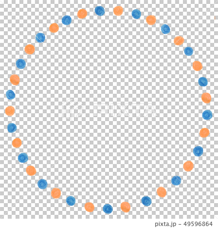 Hand drawn frame circle full orange blue - Stock Illustration [49596864 ...