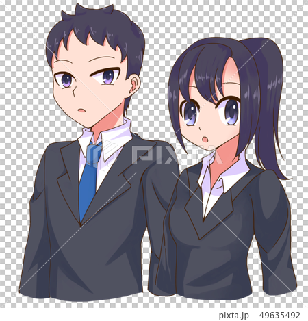 Suit male female anime touch surprised face - Stock Illustration ...