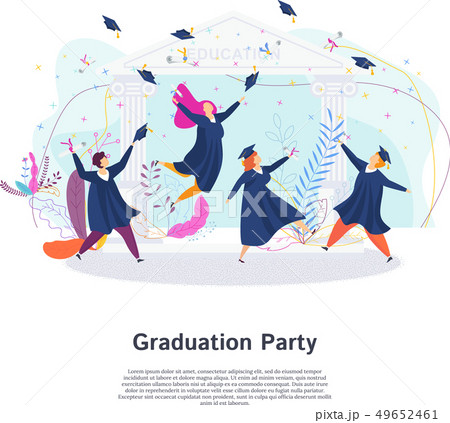 Graduation party. Group of happy graduated...のイラスト素材 [49652461] - PIXTA