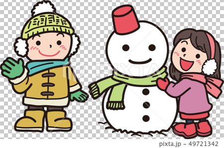 Snowman and children - Stock Illustration [49721342] - PIXTA
