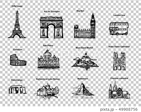 Tourist Attractions in Europe-Pict - Stock Illustration [49908756] - PIXTA