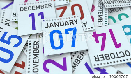 Calendar page shows January 7 date. 3D renderingのイラスト素材 [50006707] - PIXTA