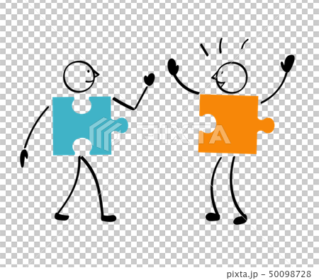 Two people puzzle and connection - Stock Illustration [50098728] - PIXTA
