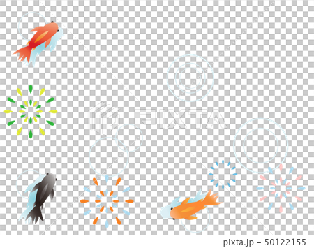 Goldfish 13 Fireworks and Goldfish - Stock Illustration [50122155] - PIXTA