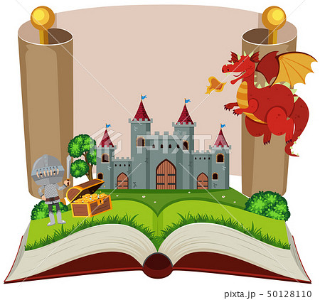 Storybook with knight and castleのイラスト素材 [50128110] - PIXTA