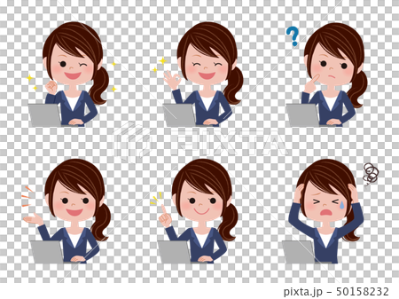 Illustration set of women in suits operating a... - Stock Illustration ...