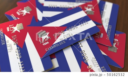 Pile of credit cards with flag of Cuba. Cuban...のイラスト素材 [50162532] - PIXTA