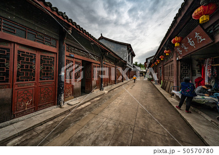 View of a traditional street with old Chineseの写真素材 [50570780] - PIXTA