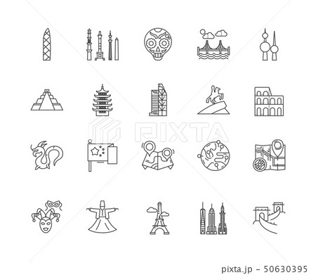 Country line icons, signs, vector set, outline...のイラスト素材 [50630395] - PIXTA