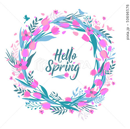 Vector seamless pattern of cute stylish tulips....のイラスト素材 [50696576 ...