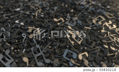 Pile of musical notes. Conceptual 3D renderingのイラスト素材 [50830218] - PIXTA