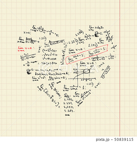 Heart shape with math formulas for your designのイラスト素材 [50839115] - PIXTA