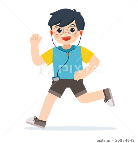 A cute Boy running fast.のイラスト素材 [50854945] - PIXTA