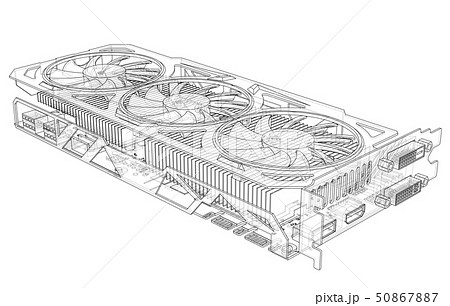 Gpu Card Outline. Vectorのイラスト素材 [50867887] - PIXTA